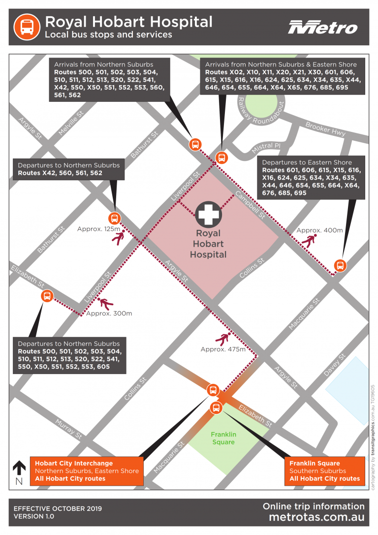 Catch the bus to connect with the RHH - Metro Tasmania