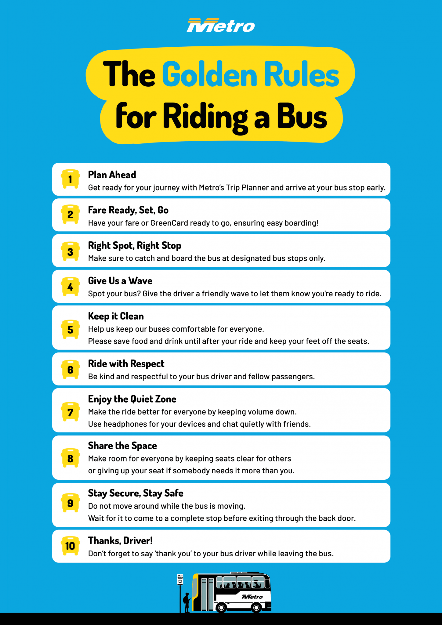 The Golden Rules for Riding a Bus - Metro Tasmania